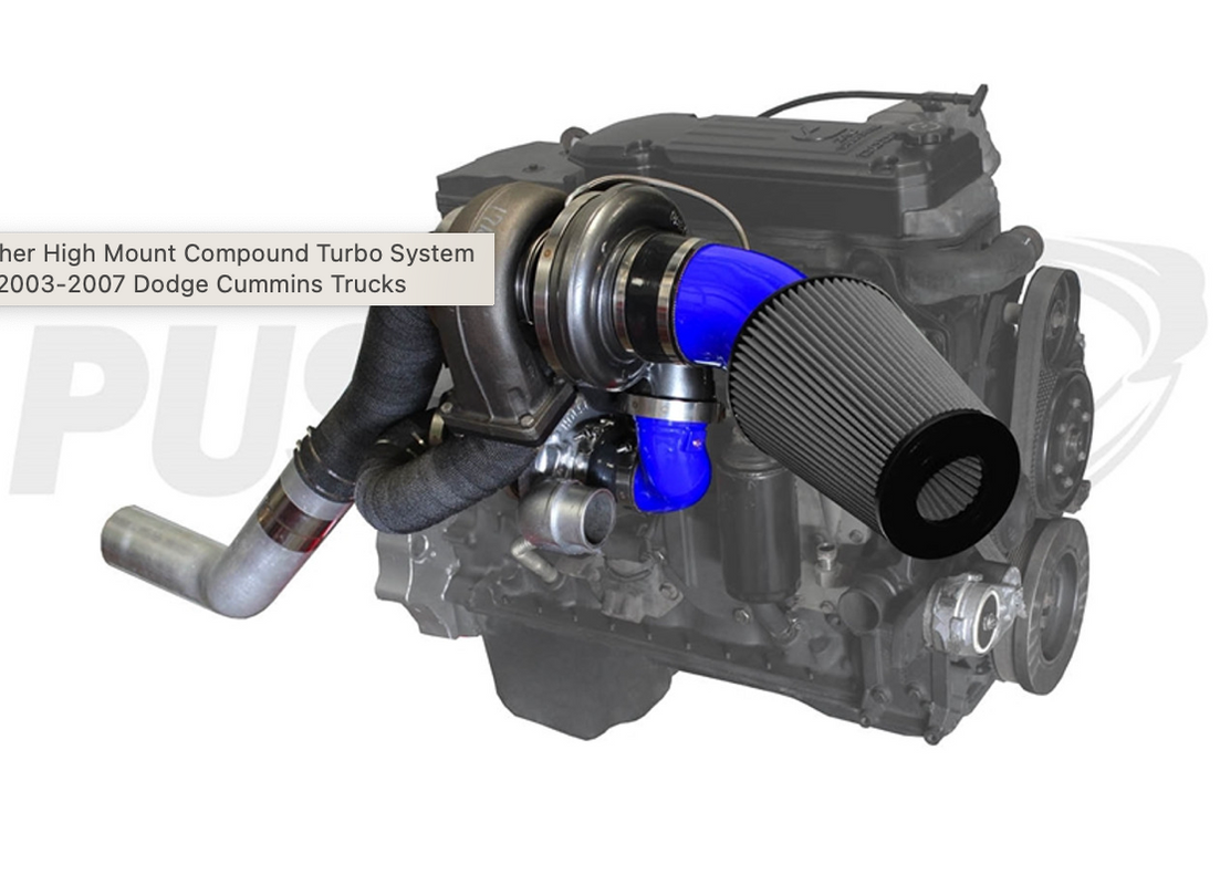 Pusher High Mount Compound Turbo System for 2003-2007 Dodge Cummins Tr ...